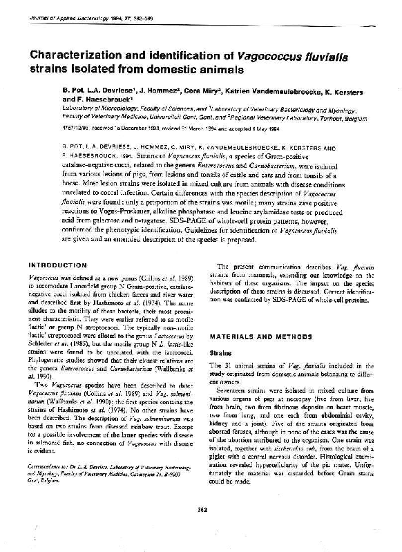 (PDF) Characterization and identification of Vagococcus fluvialis ...