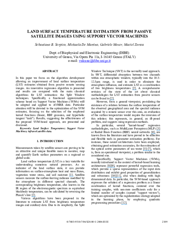 (PDF) Land Surface Temperature Estimation from Passive Satellite Images ...