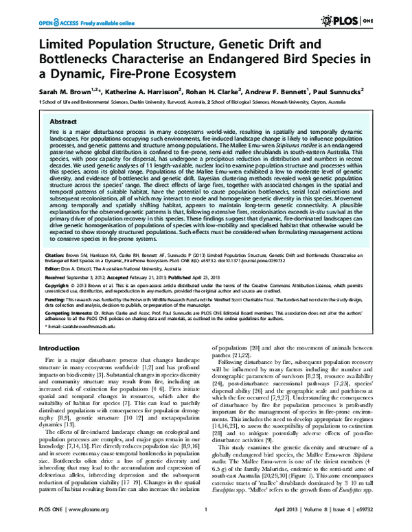 (PDF) Limited Population Structure, Genetic Drift and Bottlenecks ...