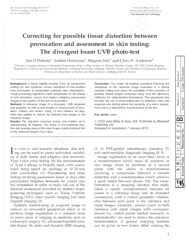 (PDF) Correcting for possible tissue distortion between provocation and ...