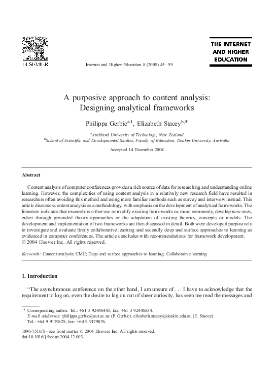 (PDF) A purposive approach to content analysis: Designing analytical ...