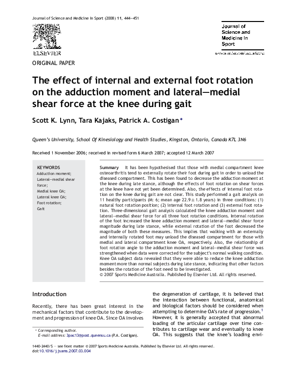 (PDF) The effect of internal and external foot rotation on the ...