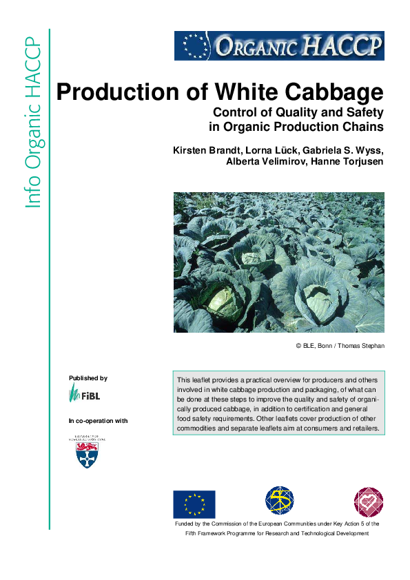 (PDF) Production of White Cabbage Control of Quality and Safety in ...