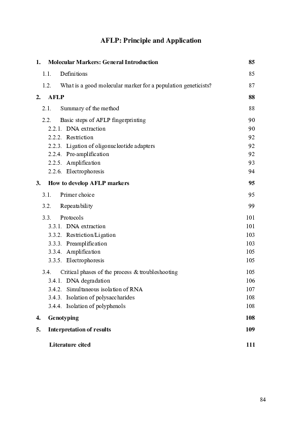 (PDF) AFLP: Principle and Application