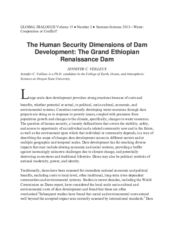 The Human Security Dimensions of Dam Development: The Grand Ethiopian ...
