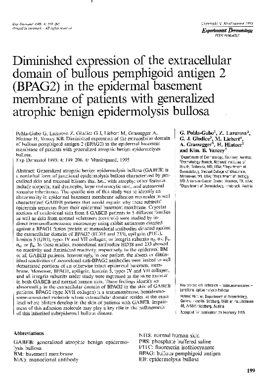 (PDF) Diminished expression of the extracellular domain of bullous ...