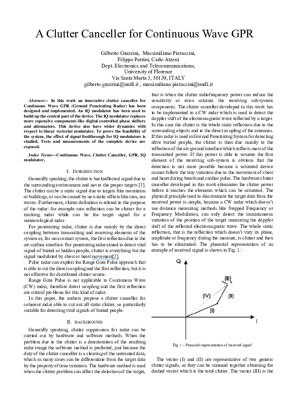 (PDF) A Clutter Canceller for Continuous Wave GPR
