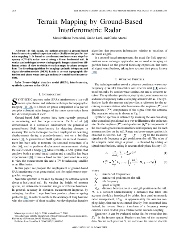 (PDF) Terrain mapping by ground-based interferometric radar