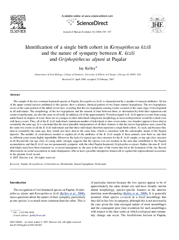 (PDF) Identification of a single birth cohort in Kenyapithecus kizili ...
