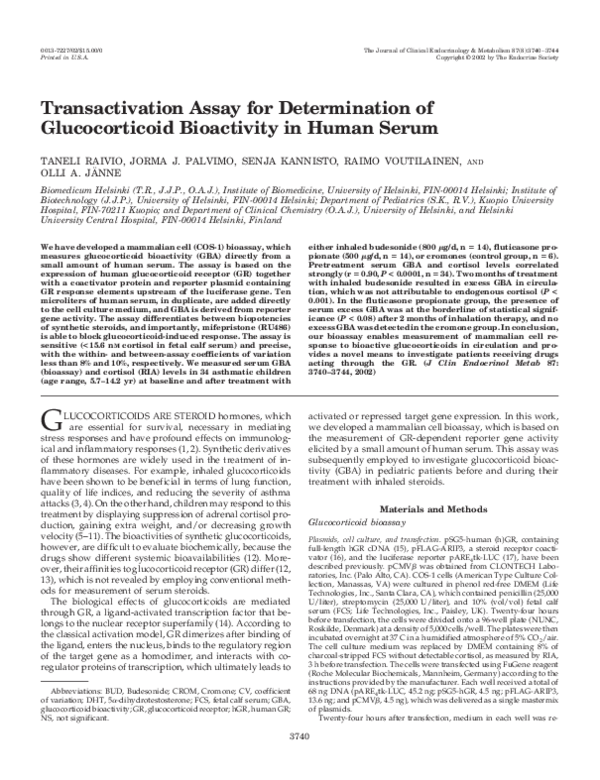 (PDF) Transactivation Assay for Determination of Glucocorticoid ...