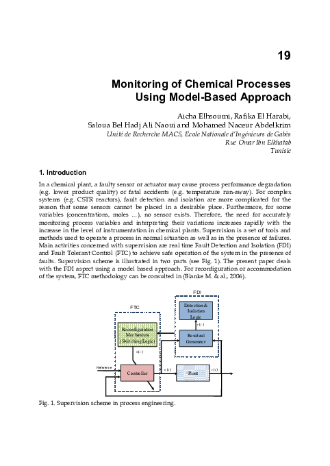(PDF) Monitoring of Chemical Processes Using Model-Based Approach