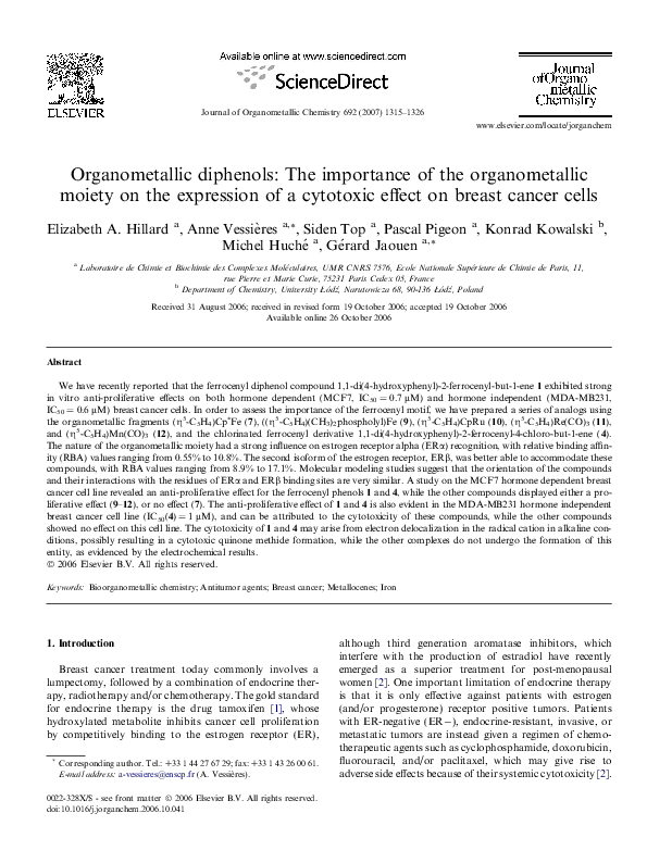 (PDF) Organometallic diphenols: The importance of the organometallic ...