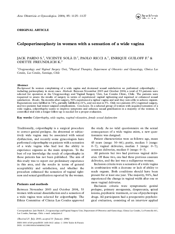(PDF) Colpoperineoplasty in women with a sensation of a wide vagina ...