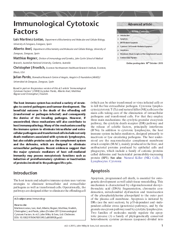 (PDF) Immunological Cytotoxic Factors