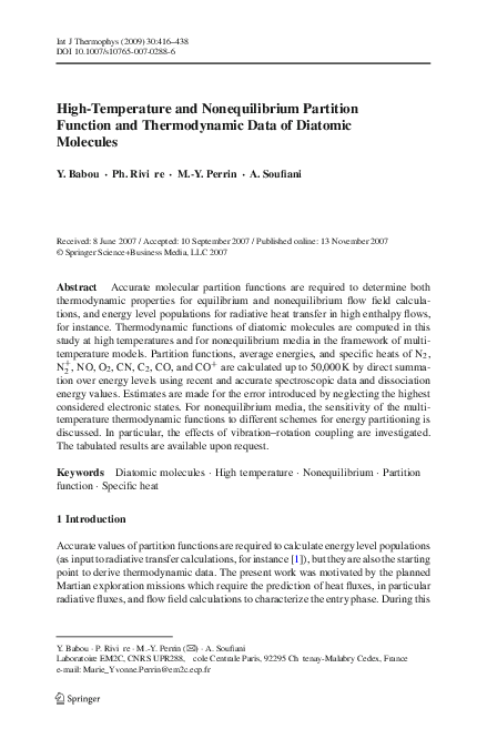(PDF) High-Temperature and Nonequilibrium Partition Function and ...