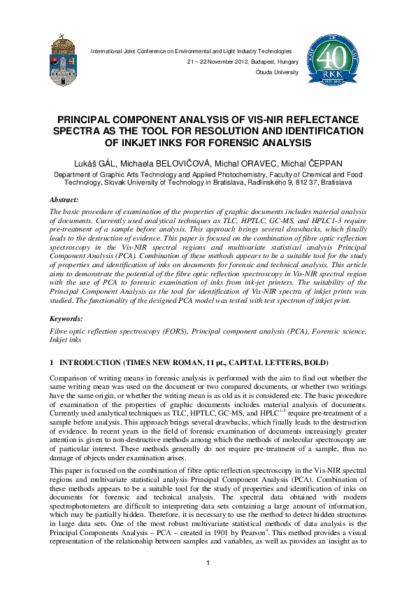 (PDF) Principal Component Analysis of Vis-Nir Reflectance Spectra as ...