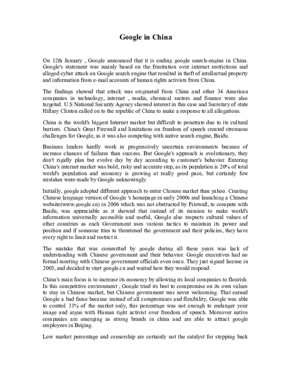 (DOC) Google in China
