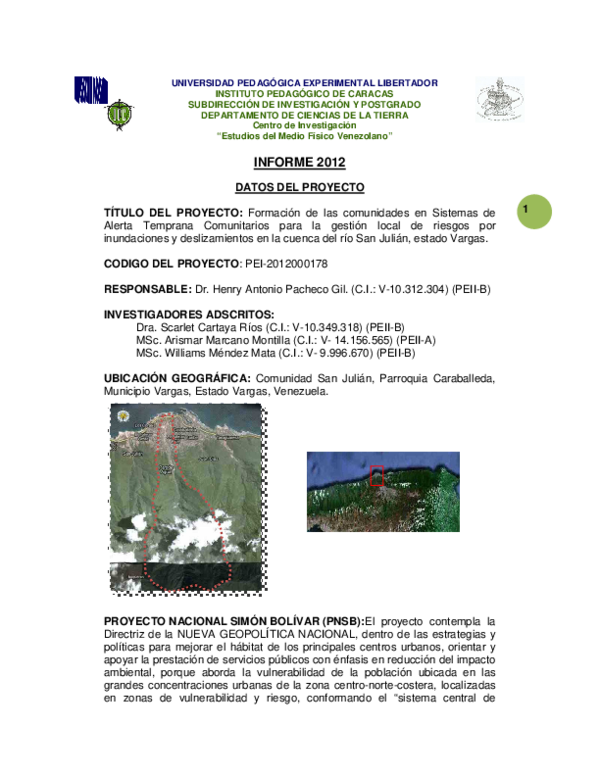 (PDF) Informe técnico sobre zonificación de la susceptibilidad a los deslizamientos en la cuenca ...