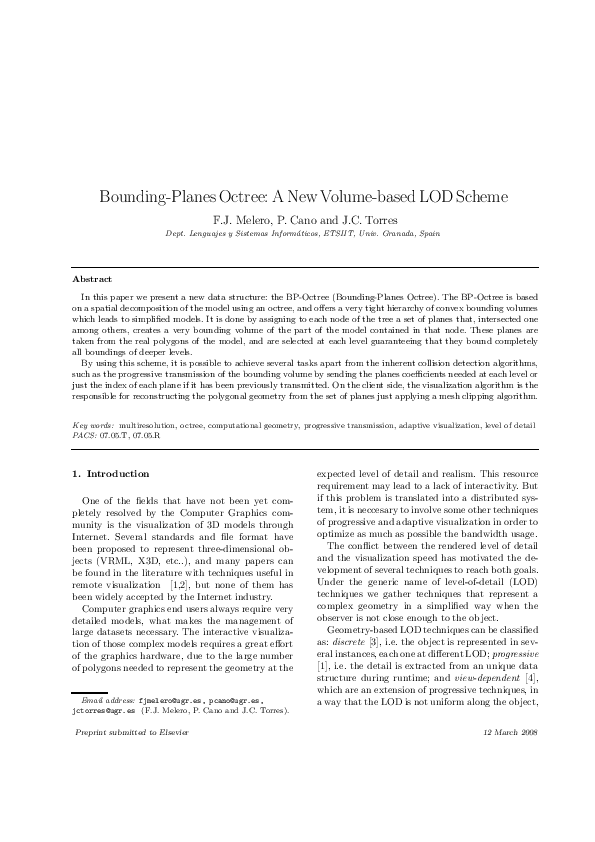 (PDF) Bounding-planes Octree: A new volume-based LOD scheme