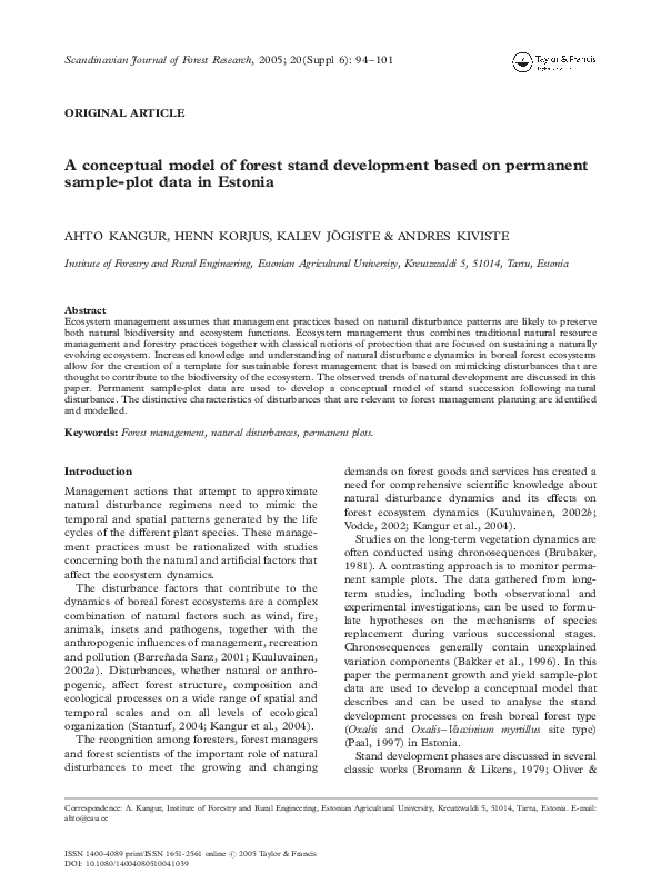 (PDF) A conceptual model of forest stand development based on permanent ...