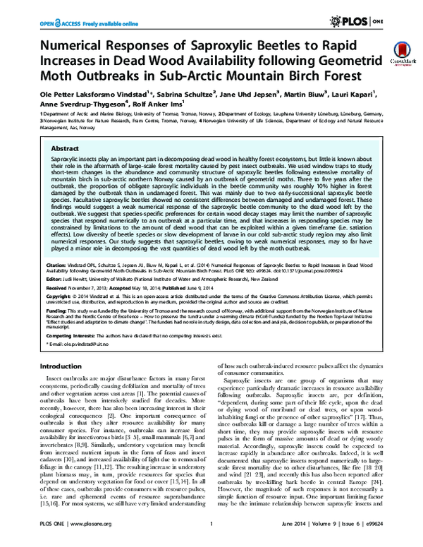 (PDF) Numerical Responses of Saproxylic Beetles to Rapid Increases in ...