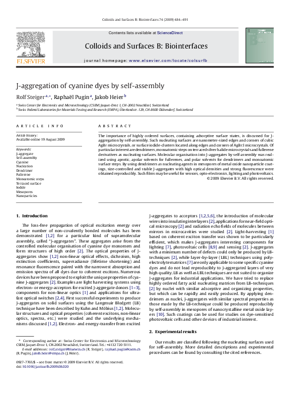(PDF) J-aggregation of cyanine dyes by self-assembly