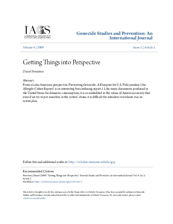 (PDF) Getting Things into Perspective