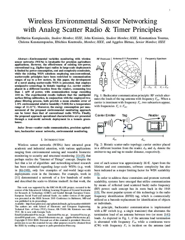 (PDF) Wireless Environmental Sensor Networking With Analog Scatter Radio and Timer Principles