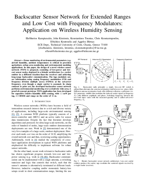 (PDF) Backscatter sensor network for extended ranges and low cost with frequency modulators ...