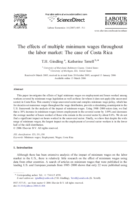 (PDF) The effects of multiple minimum wages throughout the labor market ...