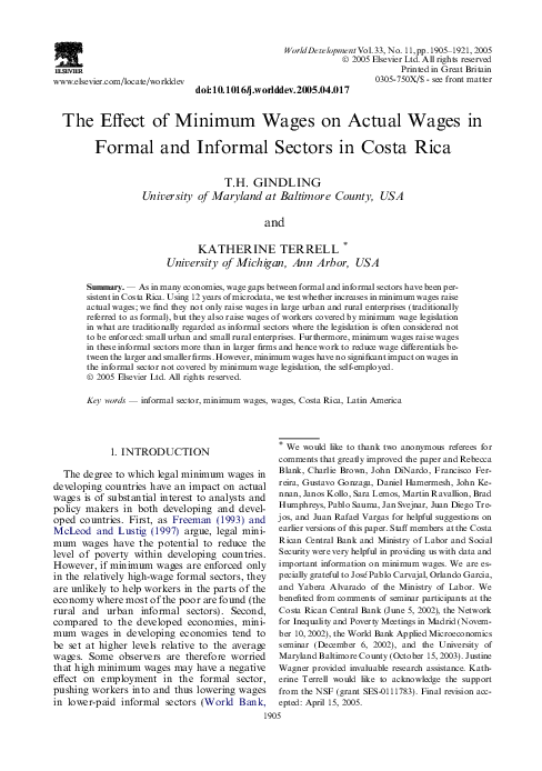(PDF) The effect of minimum wages on actual wages in formal and ...