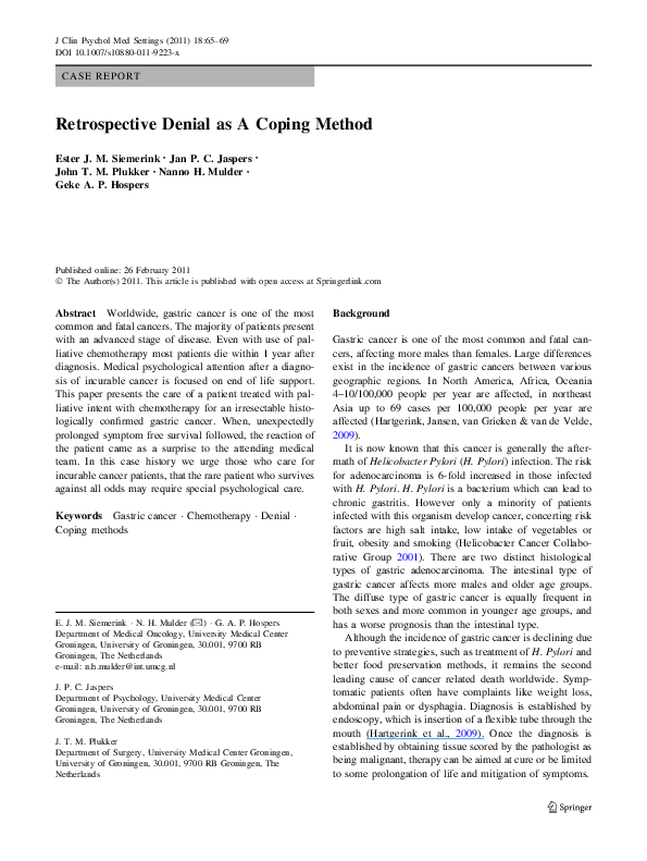 (PDF) Retrospective Denial as A Coping Method