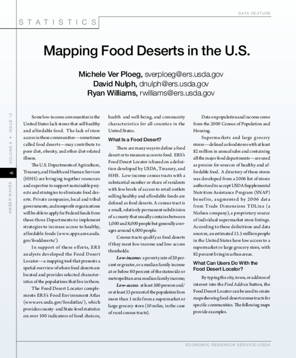 (PDF) Mapping Food Deserts in the U.S