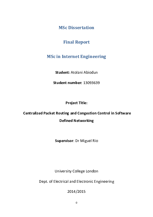 (PDF) Centralized Packet Routing and Congestion Control in Software Defined Networking