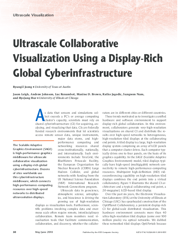 (PDF) Ultrascale Collaborative Visualization Using a Display-Rich Global Cyberinfrastructure