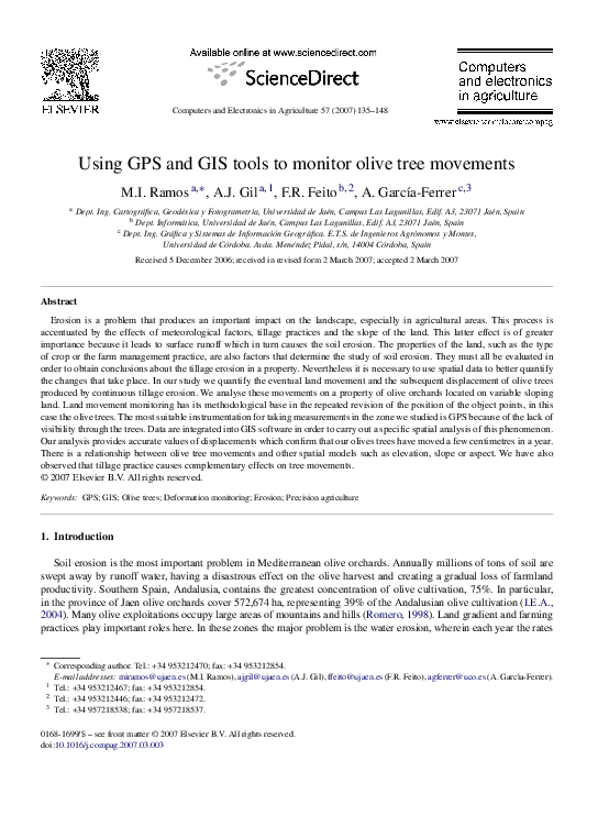 (PDF) Using GPS and GIS tools to monitor olive tree movements