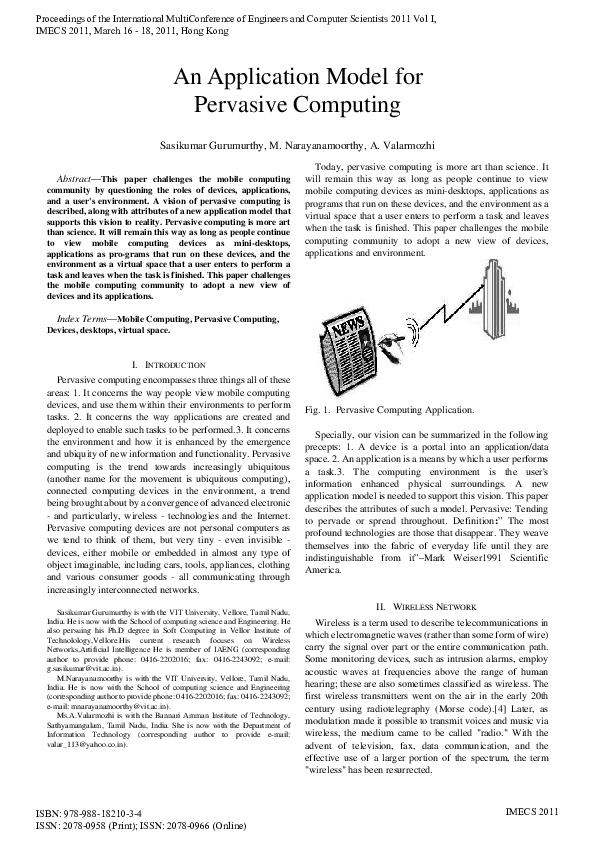 (PDF) An application model for pervasive computing