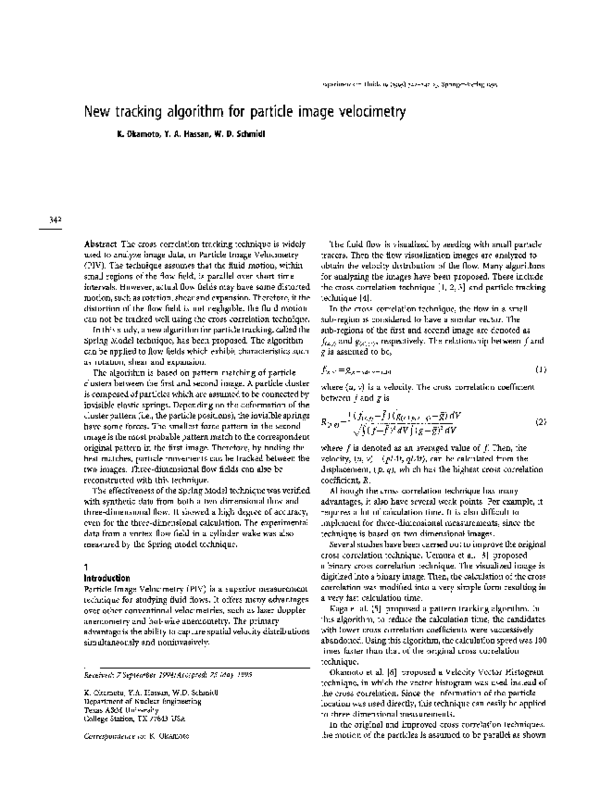 (PDF) New tracking algorithm for particle image velocimetry