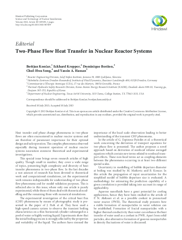 Pdf Two Phase Flow Heat Transfer In Nuclear Reactor Systems