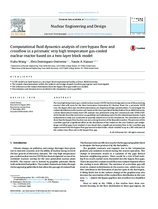 Pdf Computational Fluid Dynamics Analysis Of Core Bypass Flow And