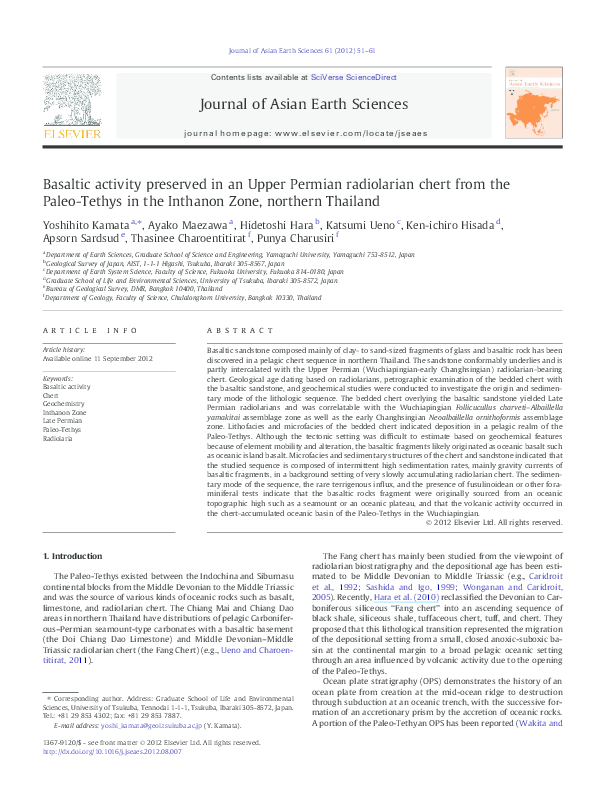 (PDF) Basaltic activity preserved in an Upper Permian radiolarian chert ...