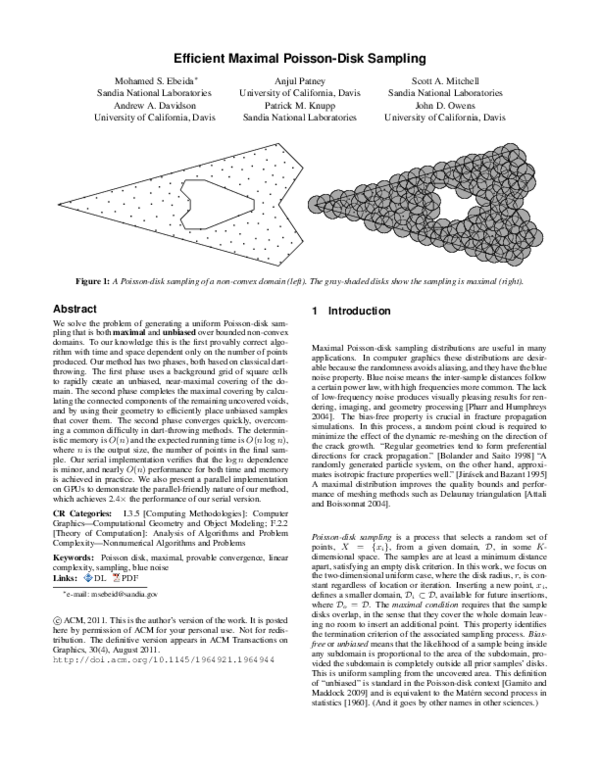 Pdf Efficient Maximal Poisson Disk Sampling