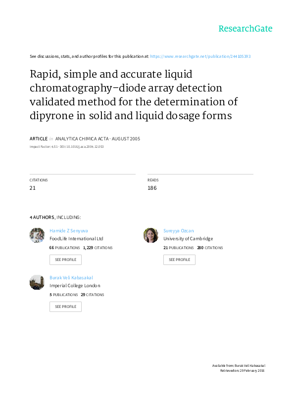 (PDF) Rapid, simple and accurate liquid chromatography–diode array detection validated method ...