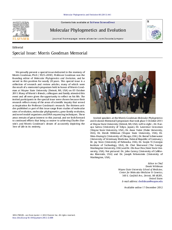 (PDF) Special Issue: Morris Goodman Memorial