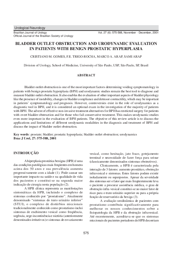 (PDF) Bladder outlet obstruction and urodynamic evaluation in patients ...