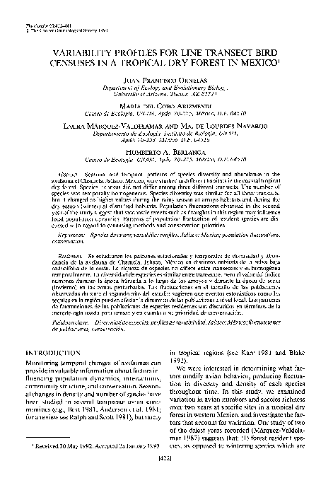 (PDF) Variability Profiles for Line Transect Bird Censuses in a ...