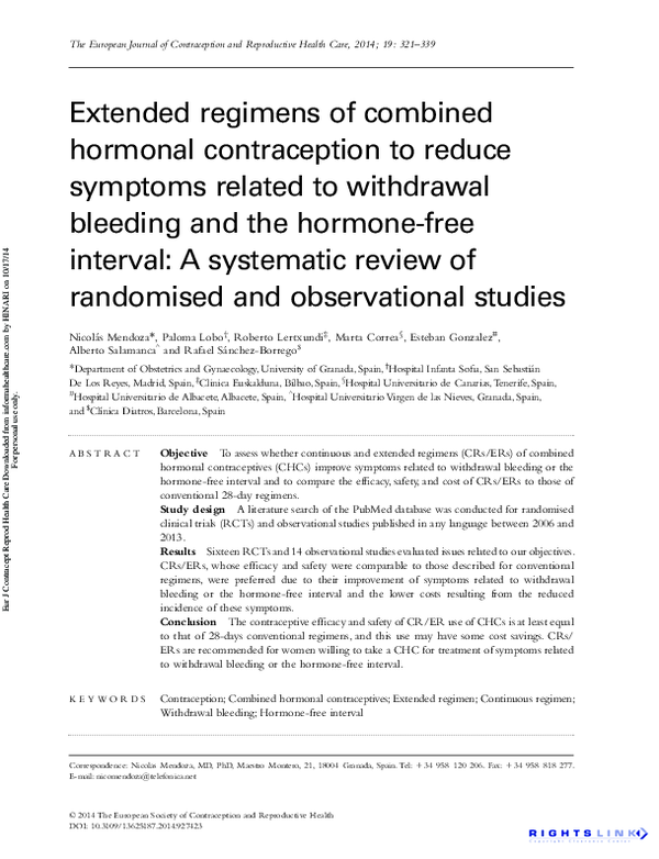 (PDF) Extended regimens of combined hormonal contraception to reduce ...