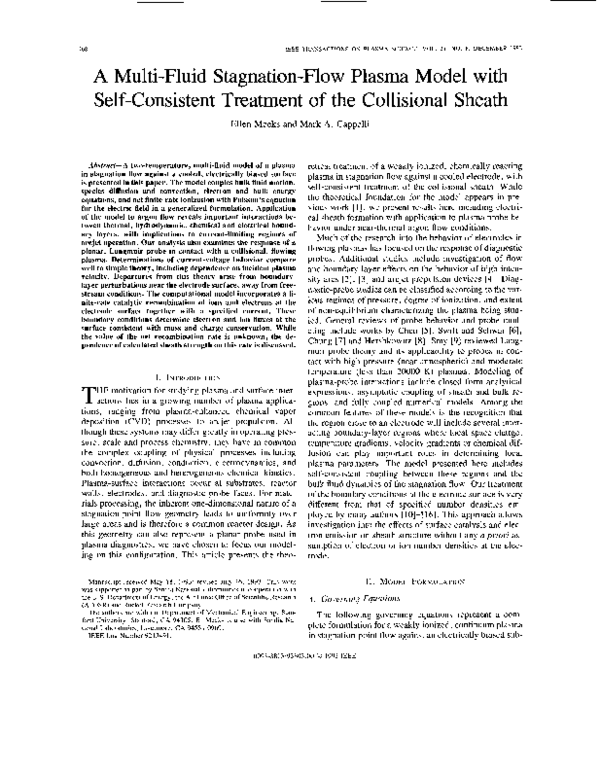 (PDF) A multi-fluid stagnation-flow plasma model with self-consistent ...