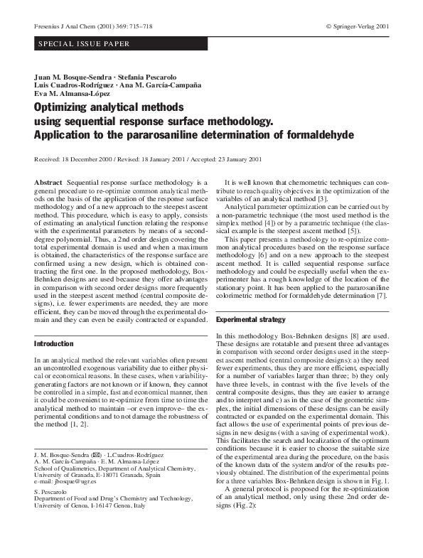 (PDF) Optimizing analytical methods using sequential response surface methodology. Application ...