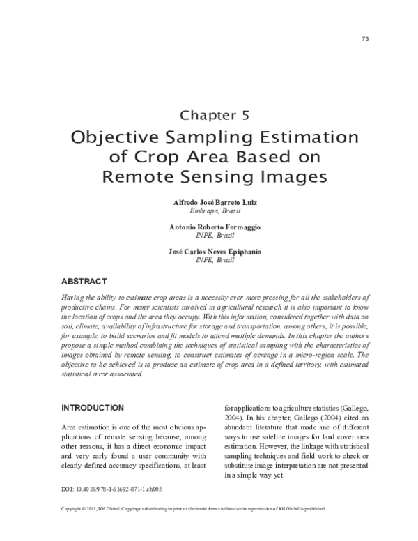 (PDF) Objective Sampling Estimation of Crop Area Based on Remote ...